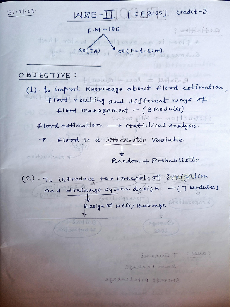 WRE 2 Prof.ujjwal Saha Class Notes 2023 | PDF