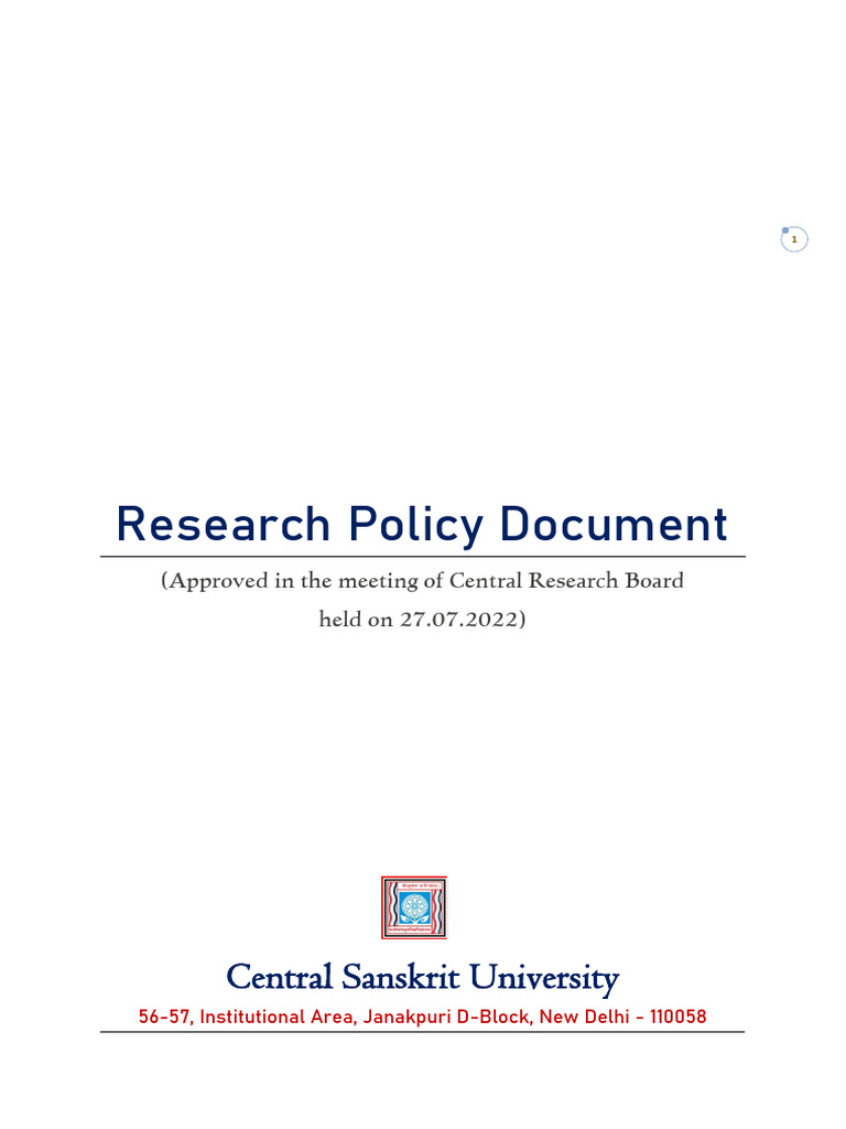 Central Sanskrit University Research Policy | PDF | Plagiarism | Doctor ...
