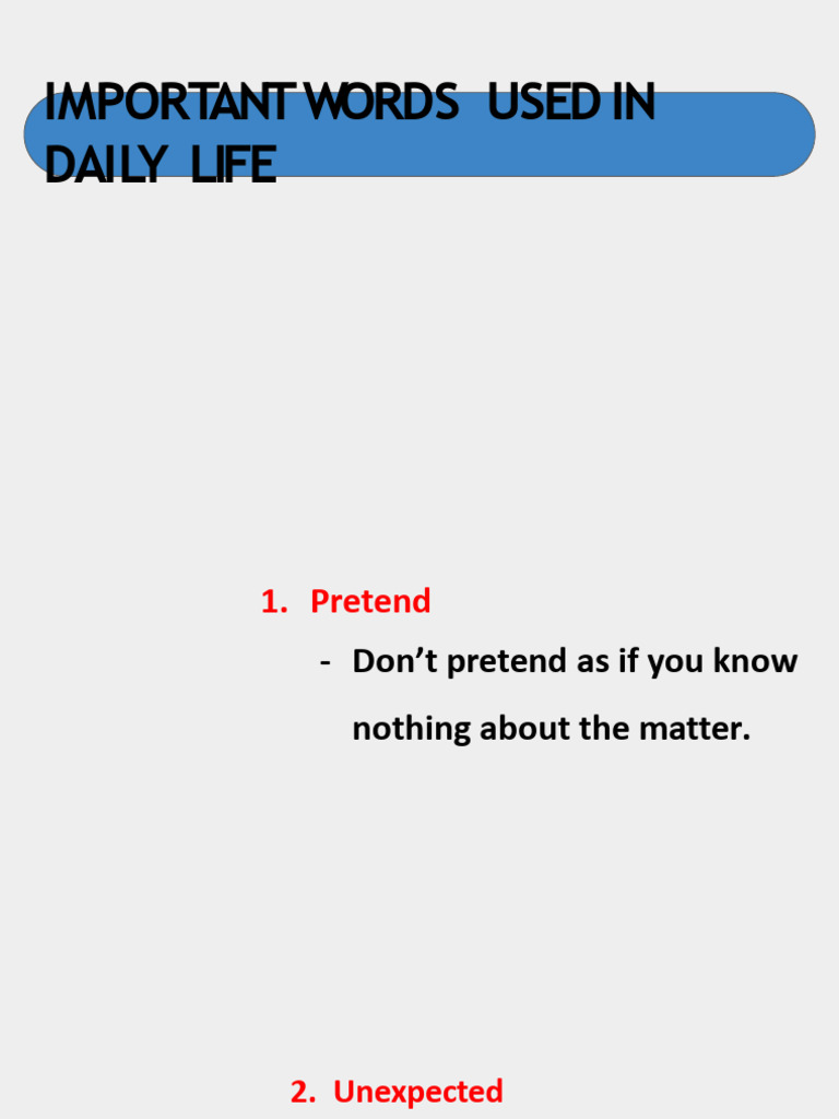 097.CLASS - 58 Important Words Used in Daily Life | PDF