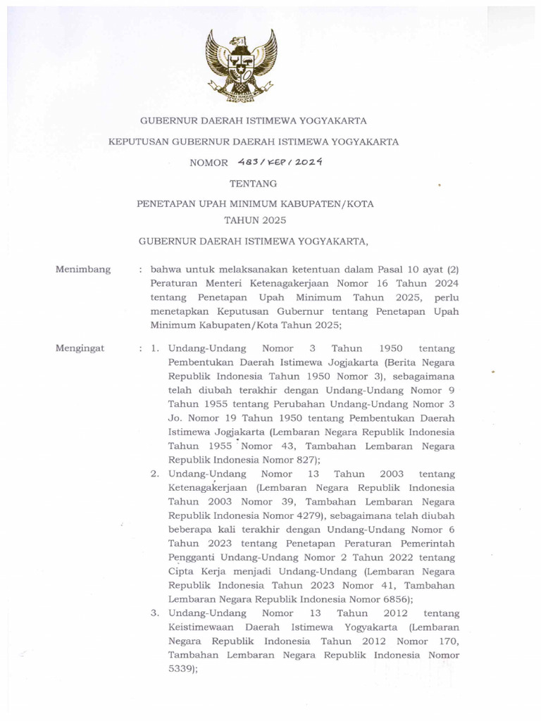 SK UMK D.I Yogyakarta - 2025 | PDF