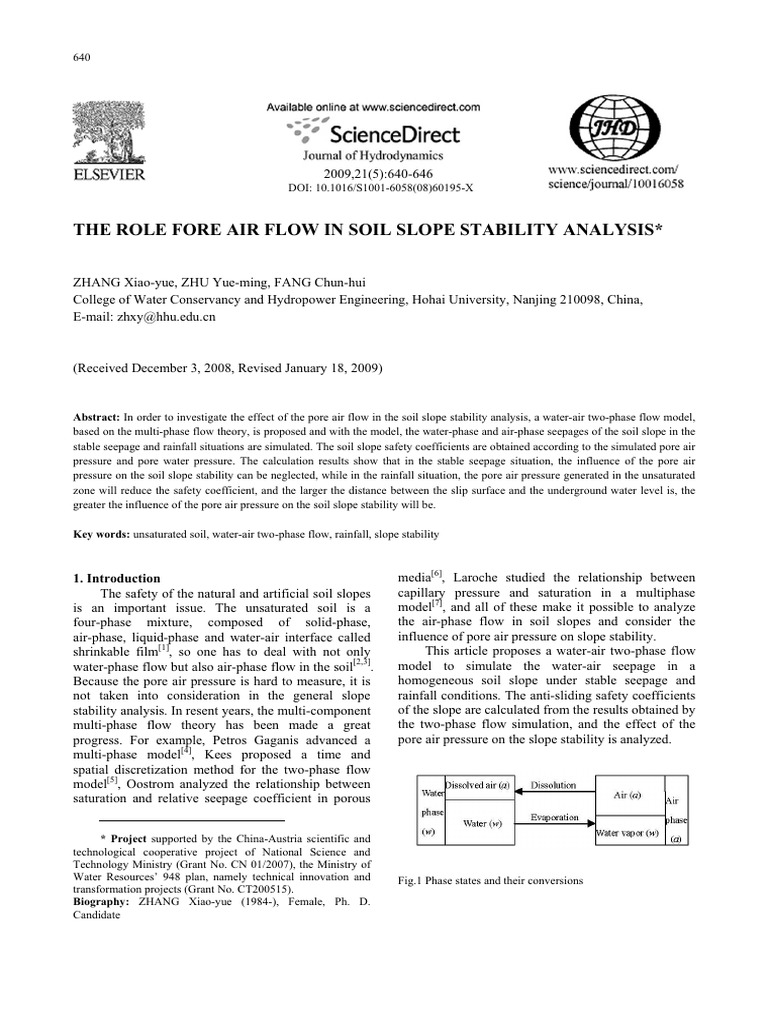 THE ROLE FORE AIR FLOW IN SOIL SLOPE STABILITY ANALYSIS zhang 2009 | PDF | Soil Mechanics | Porosity