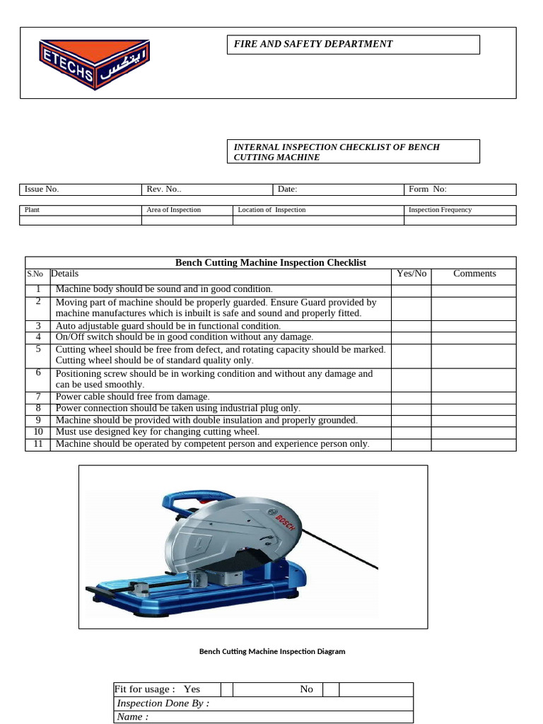 Bench-Cutting-Machine-Inspection-Checklist | PDF