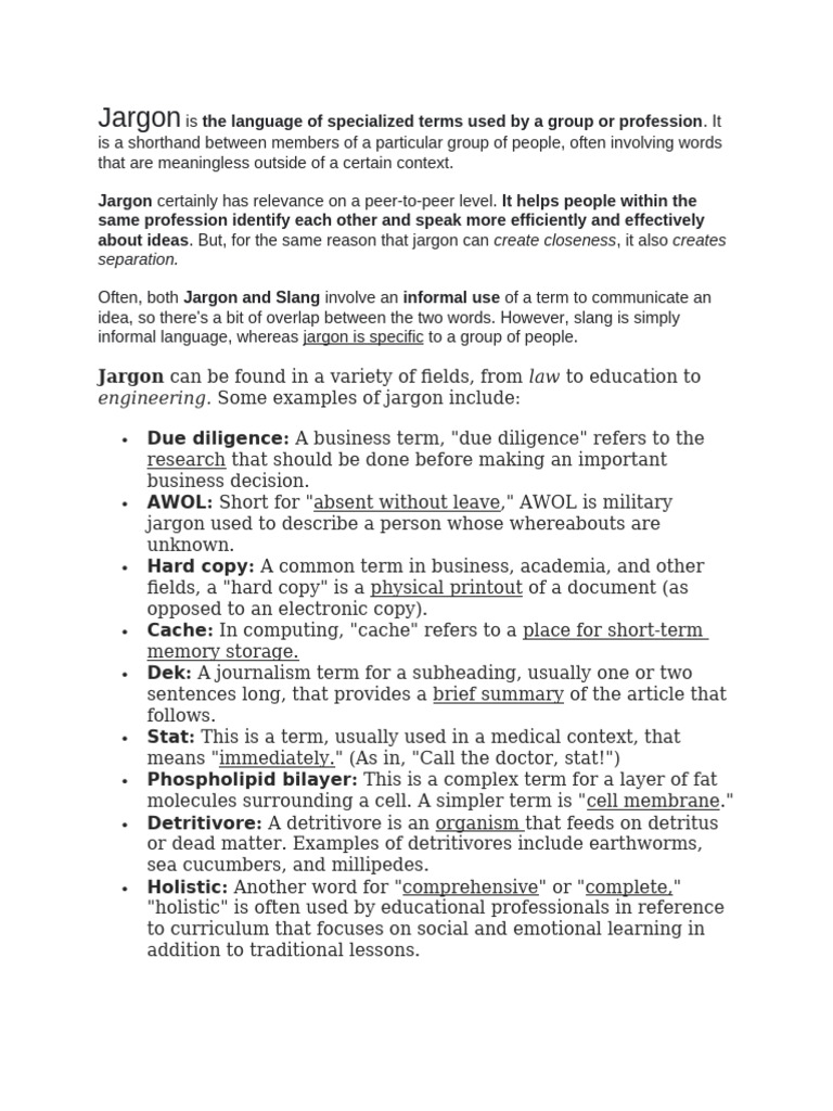Jargons Lecture Task | PDF | Jargon
