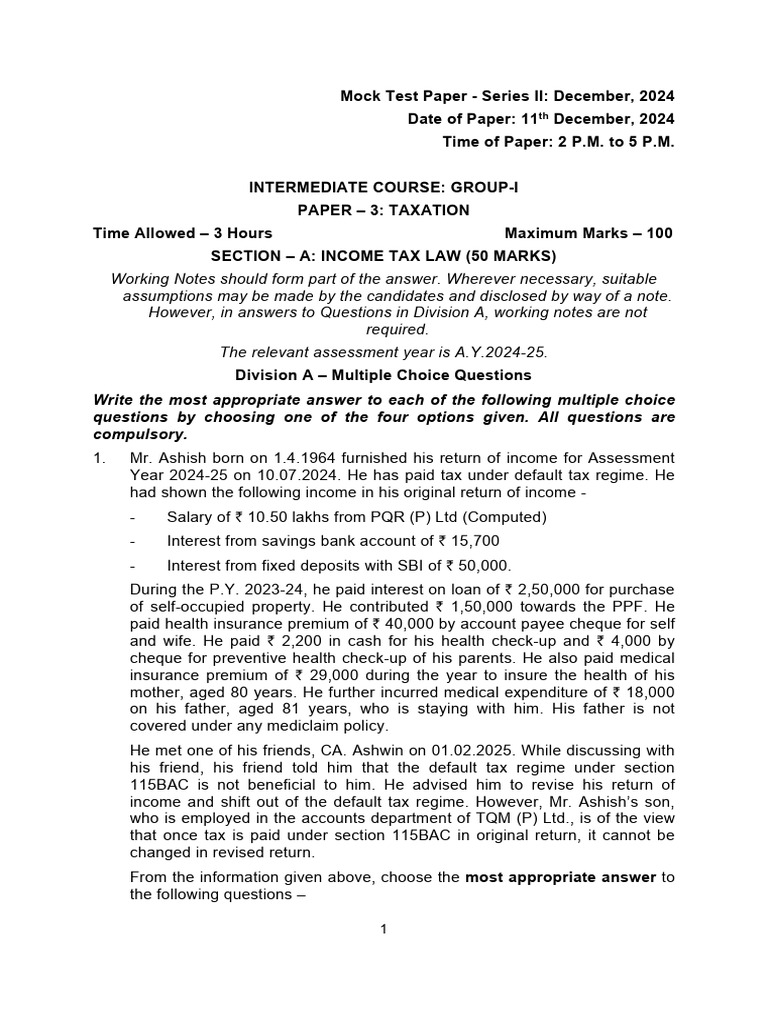 ca inter qp | PDF | Income Tax | Taxes