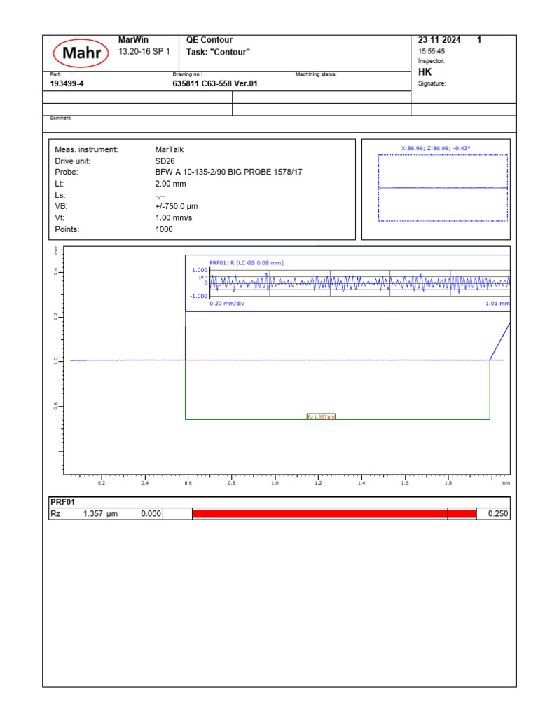 Contour Inspection Report for Part 193499-4 | PDF