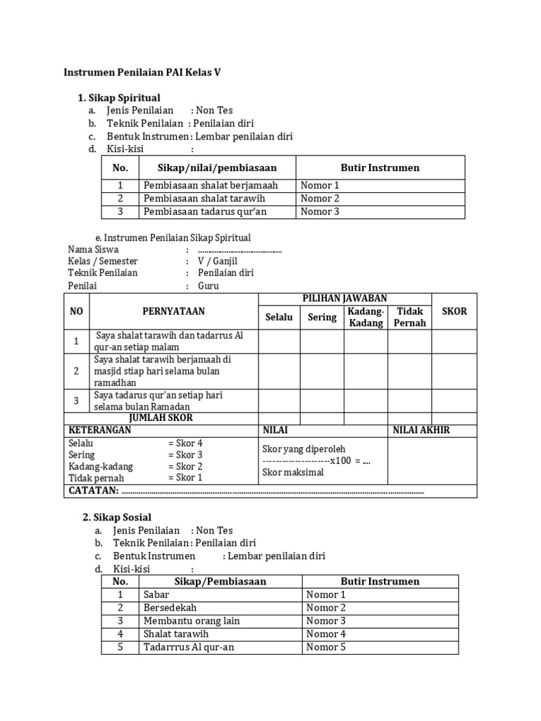 Instrumen Penilaian Desti 2 | PDF