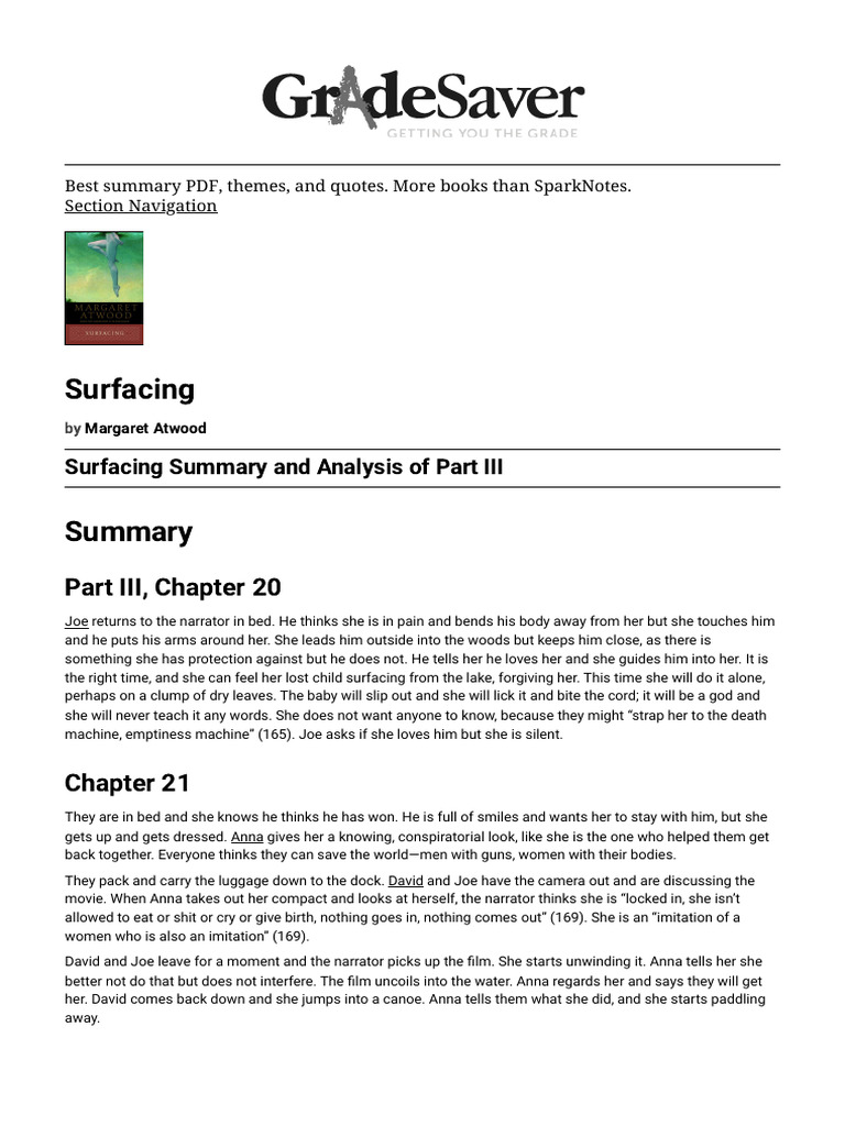 Surfacing Part III Summary and Analysis - GradeSaver | PDF