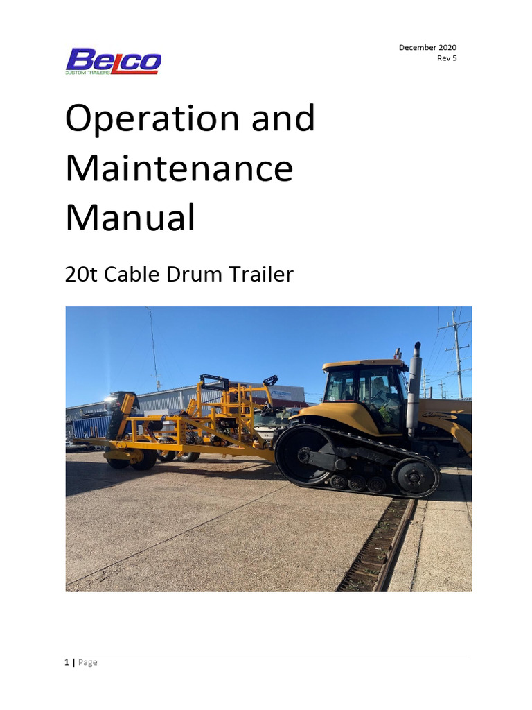20T Jinker Operators Manual 20t Cable Drum Trailer | PDF | Trailer ...