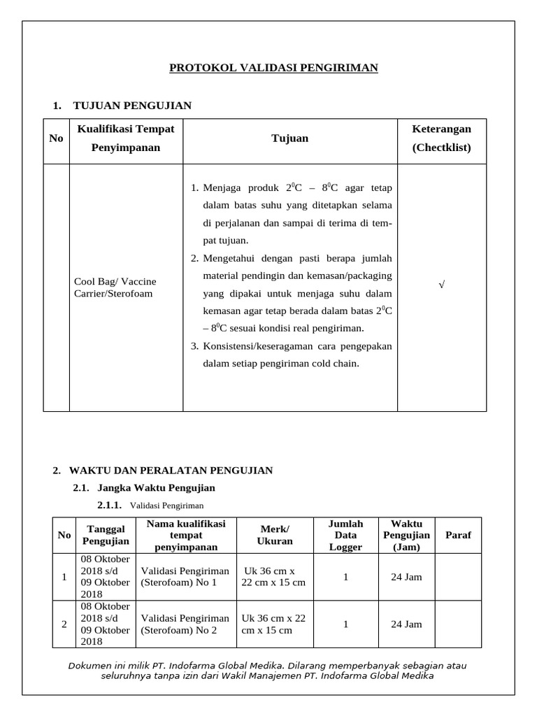 Protokol Validasi Pengiriman Banjarmasin | PDF