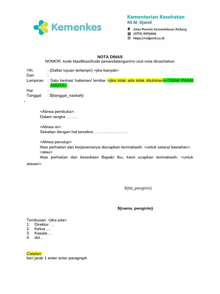 Format Nota Dinas Resmi | PDF