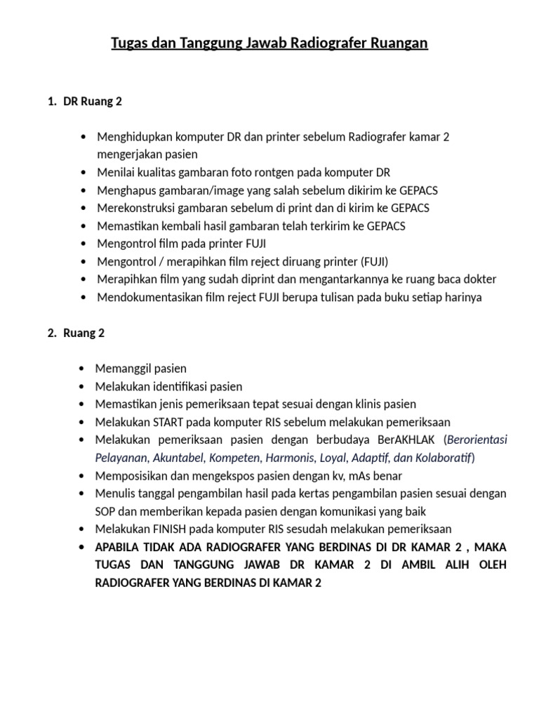 Tugas Radiografer di Ruang Medis | PDF