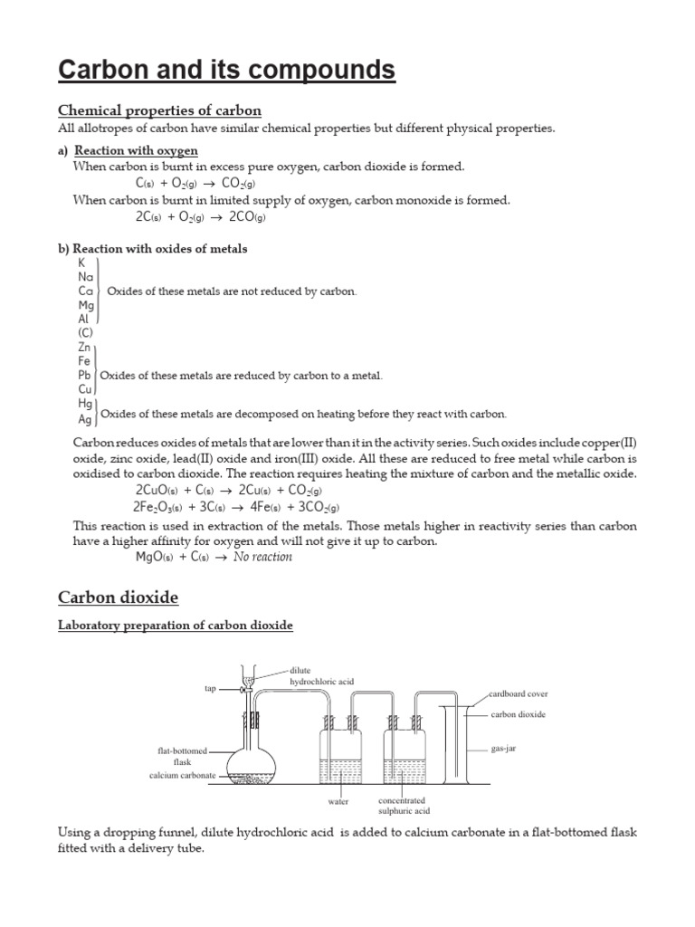 S1 Chemistry Notes-Kings College Buddo Carbon and Its Compounds 2020 ...