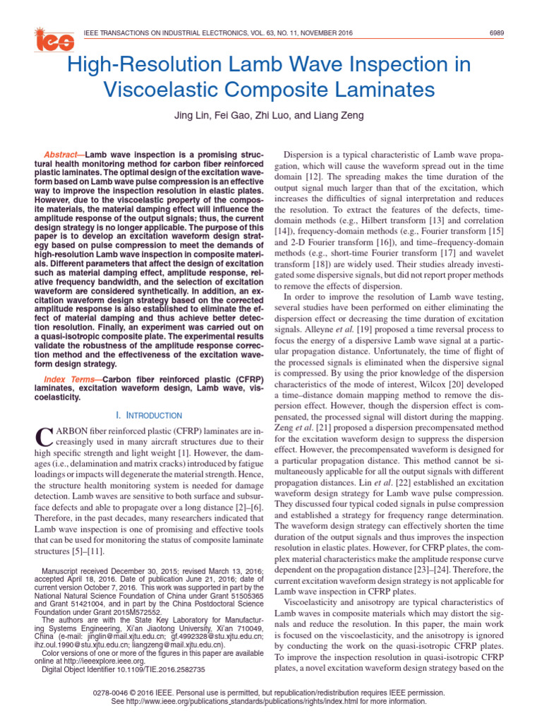 Lamb Wave Inspection for CFRP | PDF | Dispersion (Optics) | Waves
