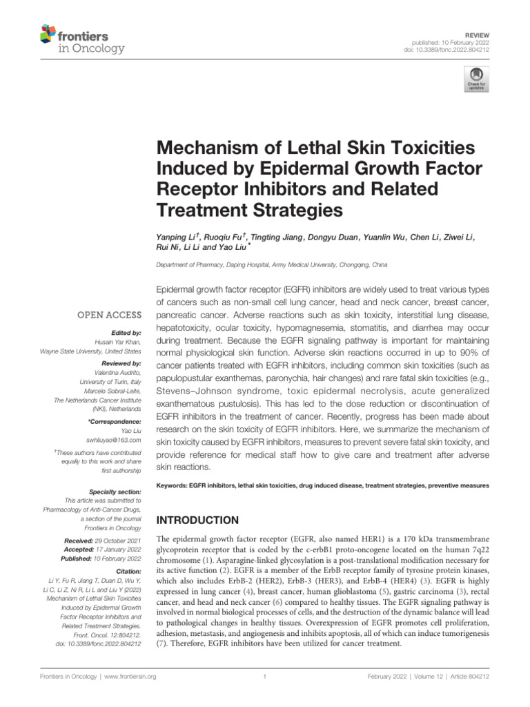 EGFRi Skin Toxicities | PDF | Epidermal Growth Factor Receptor | Protein Kinase