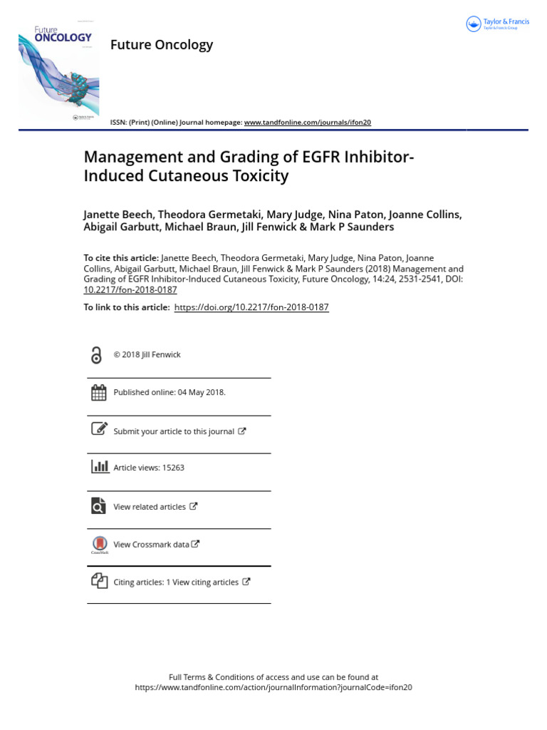 Management and Grading of EGFR Inhibitor-Induced Cutaneous Toxicity ...