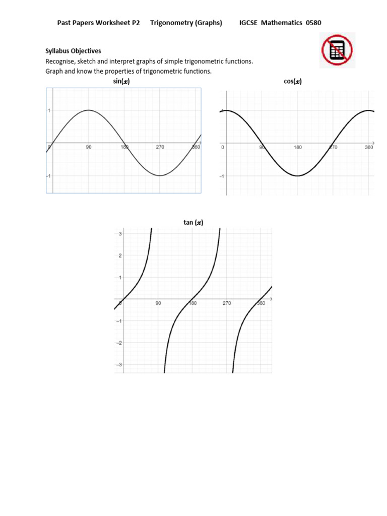 38(h) Trigonometry (Graphs) P2 | PDF | Trigonometry | Elementary ...