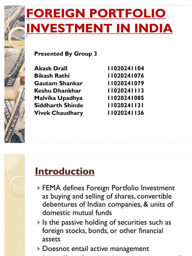 Foreign Portfolio Investment in India | PDF | Foreign Direct Investment ...