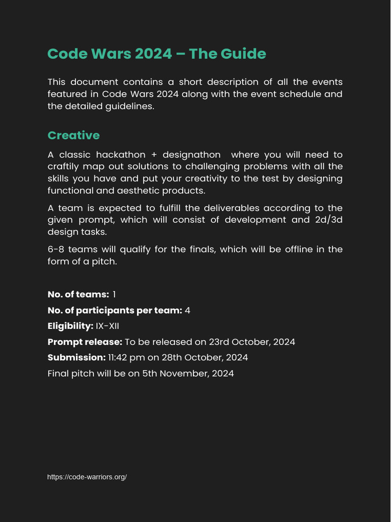 Code Wars 2024 Event Guide | PDF