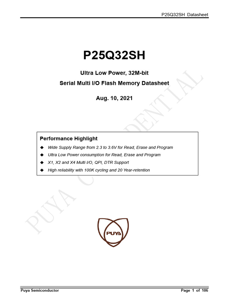 P25Q32SH | PDF | Flash Memory | Input/Output