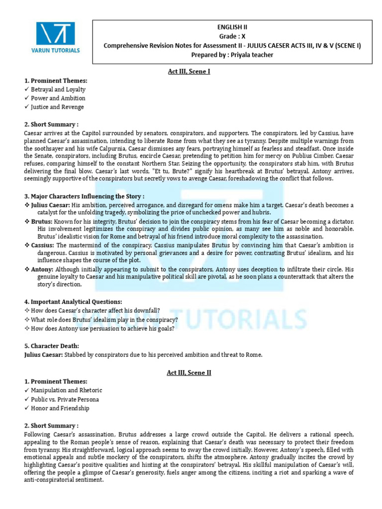 Julius Caesar Acts III-V Summary & Analysis | PDF | Mark Antony ...