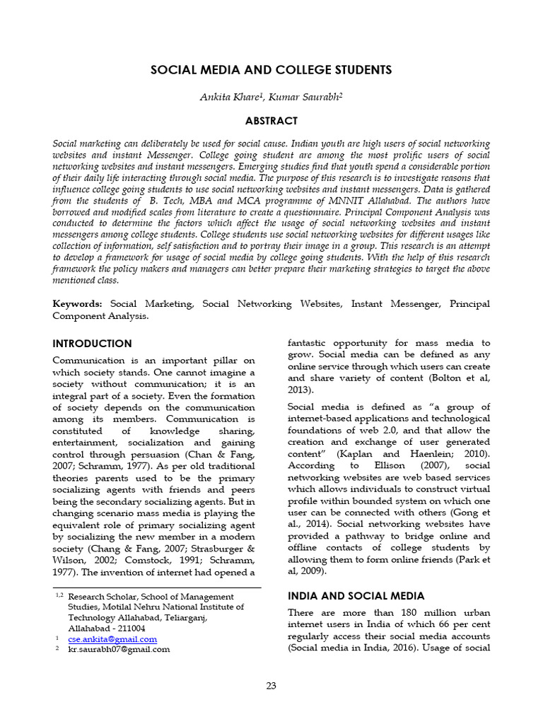 Social Media and College Students | PDF | Survey Methodology | Social Media