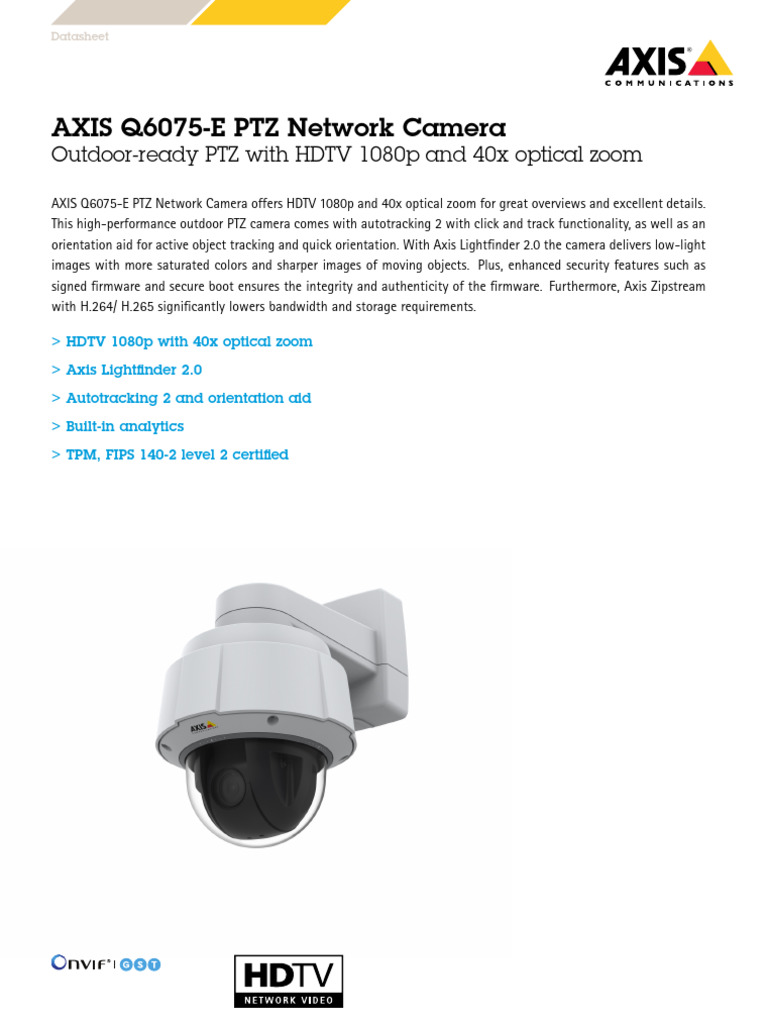Datasheet Axis q6075 e PTZ Network Camera en US 443280 | PDF | Camera ...