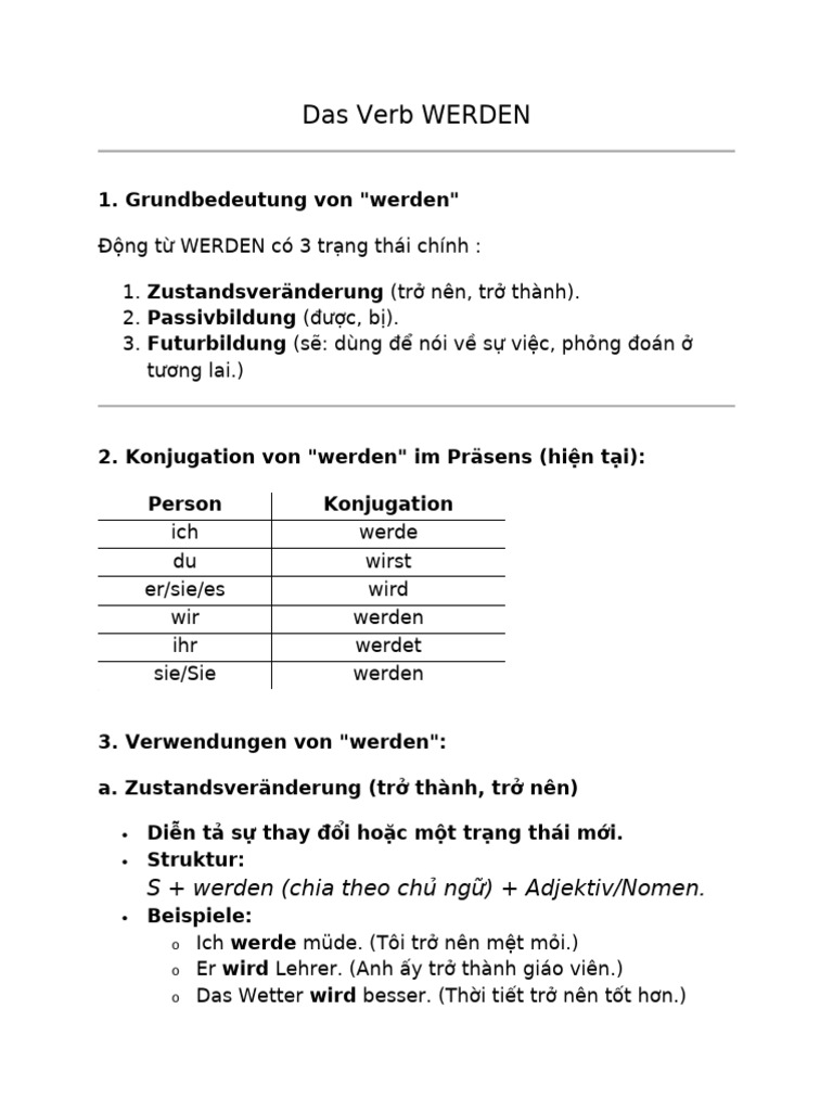 Das Verb WERDEN | PDF