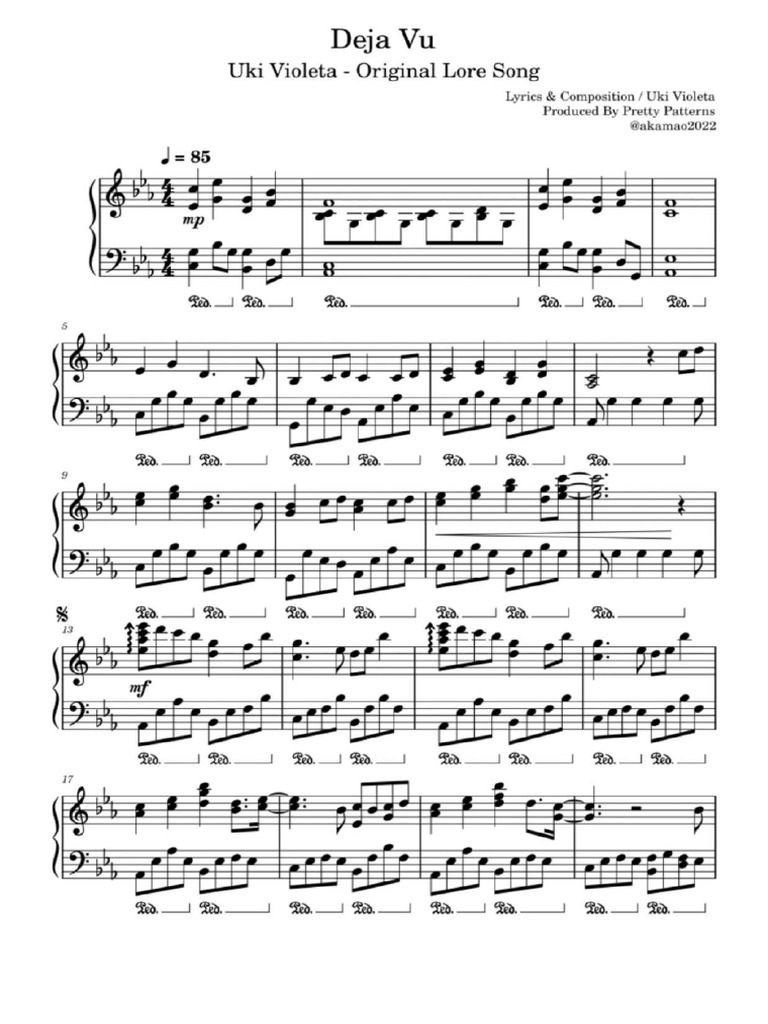 Deja Vu-Uki Violeta Piano Sheets | PDF