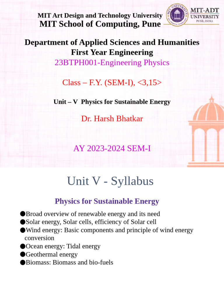 Physics of Renewable Energy Sources | PDF | Biofuel | Geothermal Energy