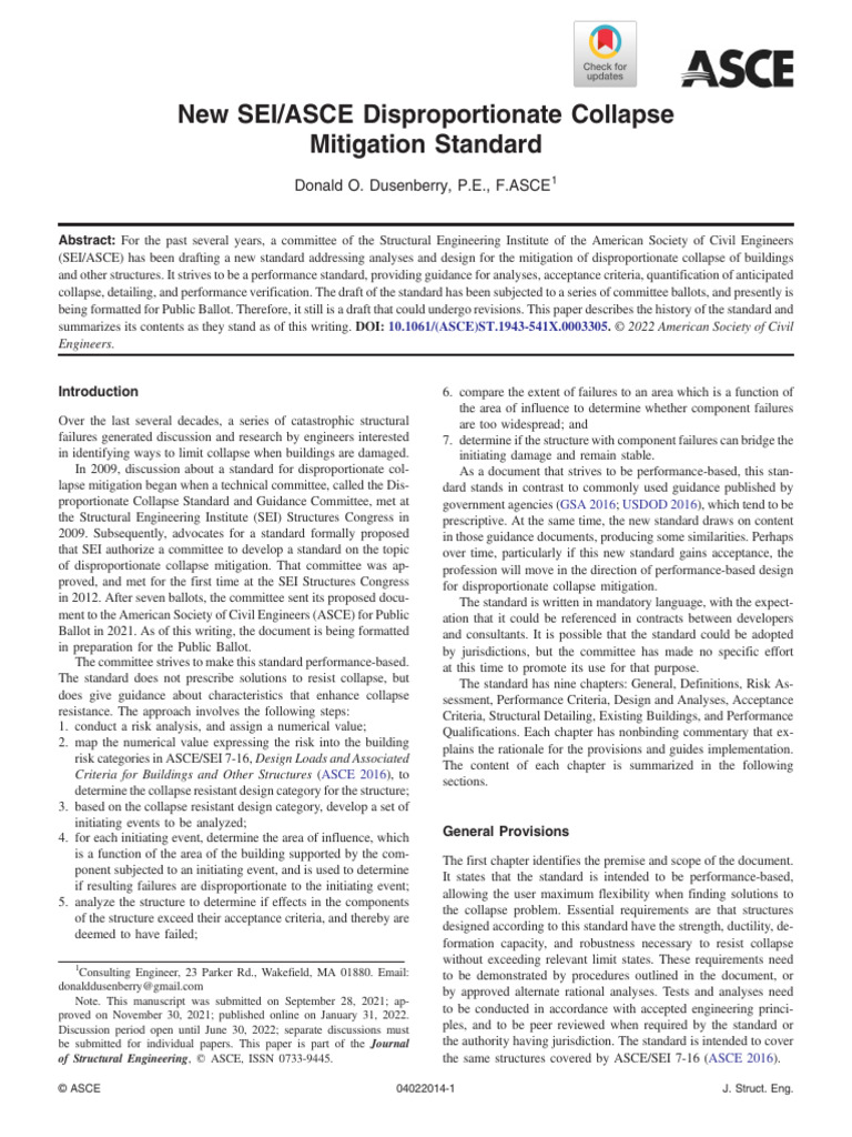 New SEIASCE Disproportionate Collapse Mitigation Standard | PDF | Risk ...