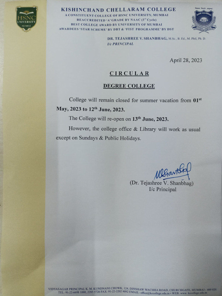 Circular SV Deg College | PDF