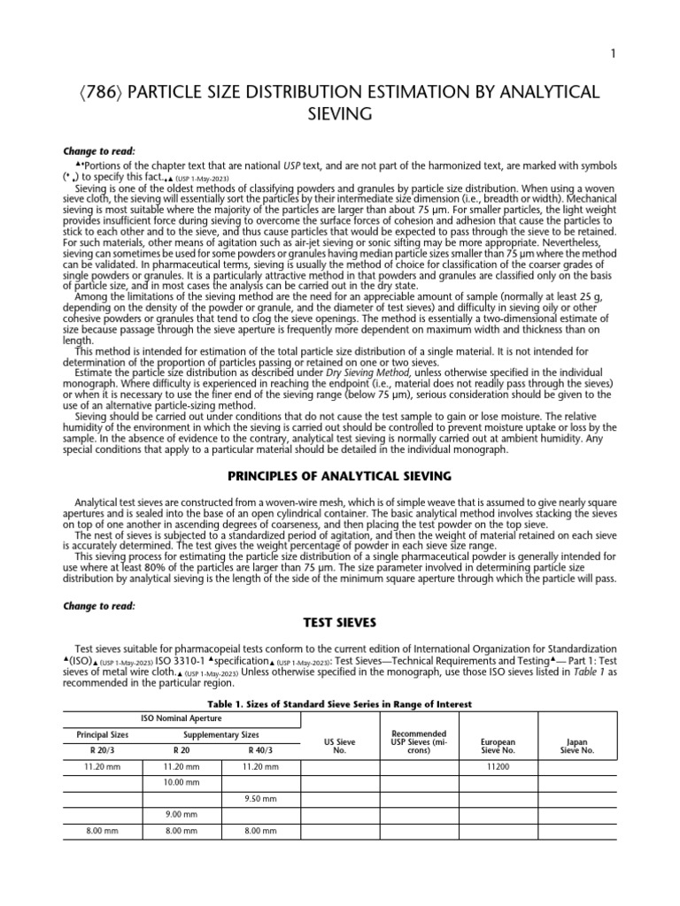 786-PSD General Chapter | PDF | Particle Size Distribution | Materials