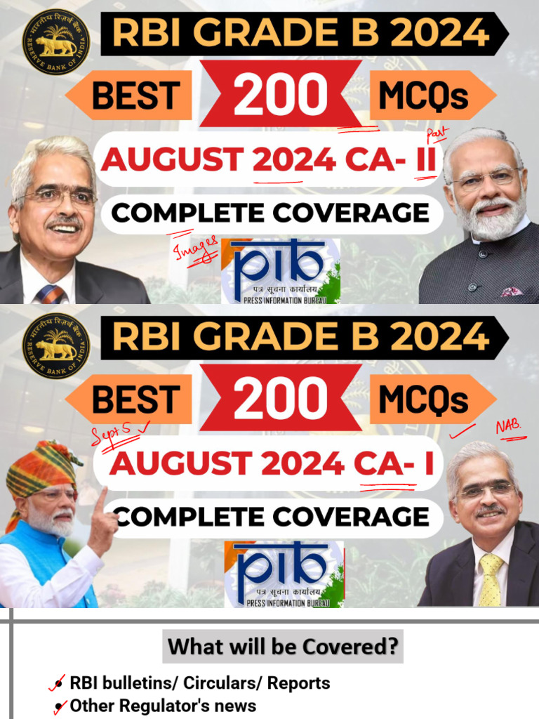 Affairs Mind Best 200 MCQs August 2024 (Part 2) | PDF | Reserve Bank Of India | Central Banks