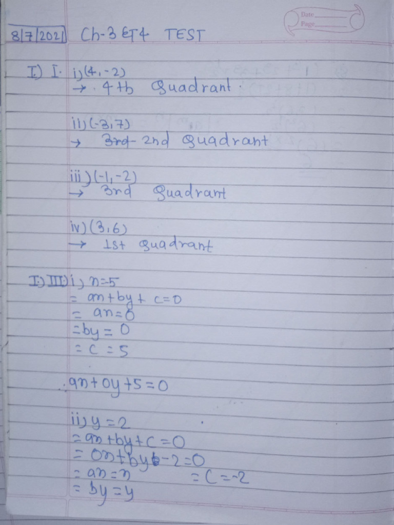 Maths 3 and 4 Test | PDF