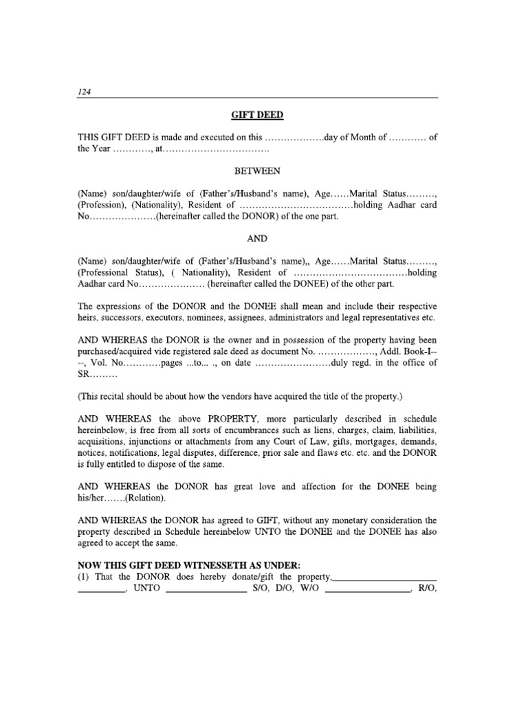 Gift Deed Format | PDF