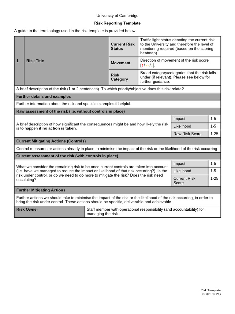 Risk Report Template - August 2022 | PDF | Risk | Infrastructure