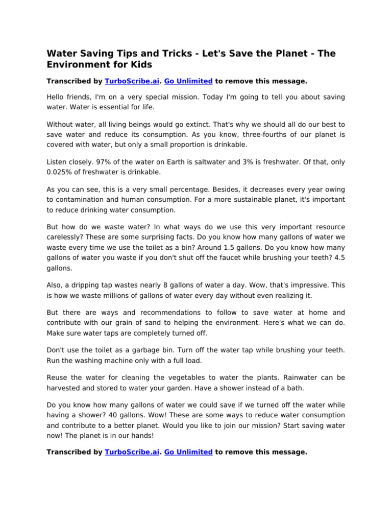 Water Saving Tips and Tricks - Let's Save The Planet - The Environment ...