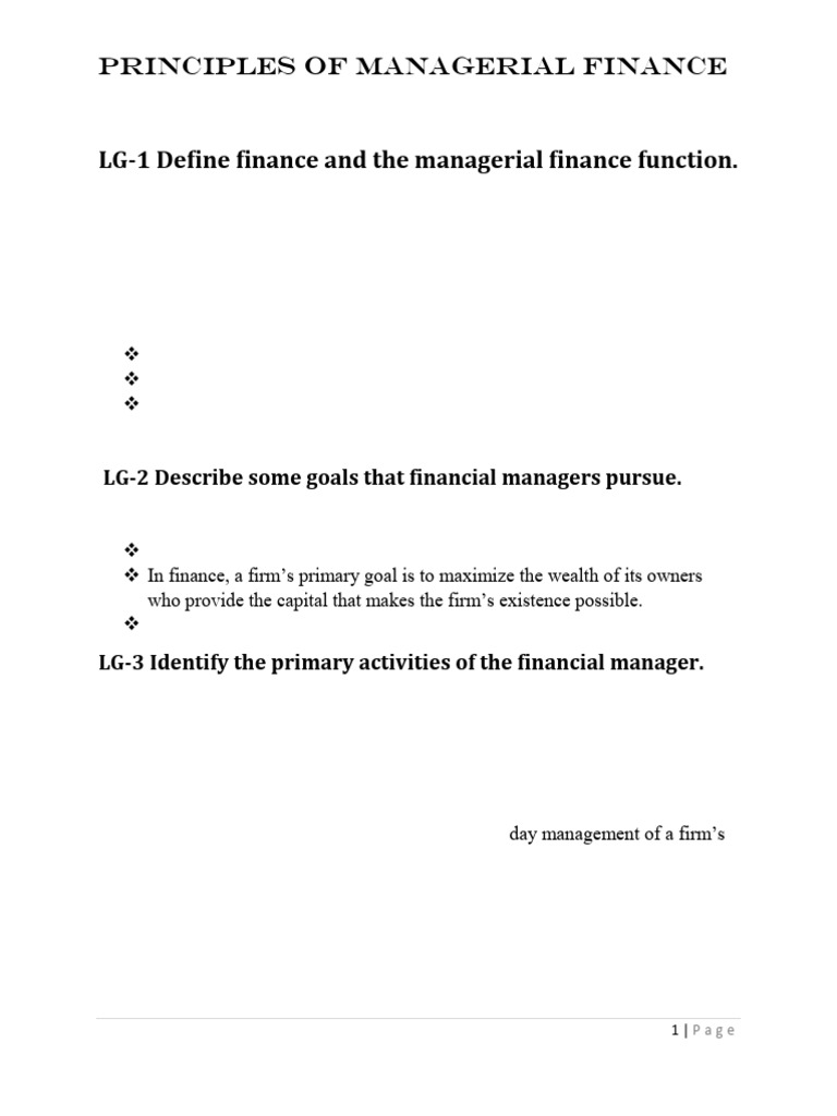 Principles of Managerial Finance Overview | PDF | Financial Markets ...