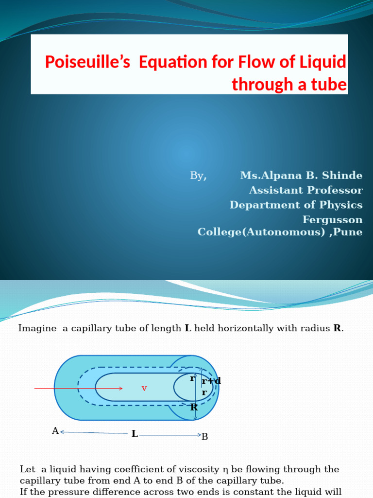 Poiseuille's Equation | PDF | Fluid Mechanics | Viscosity