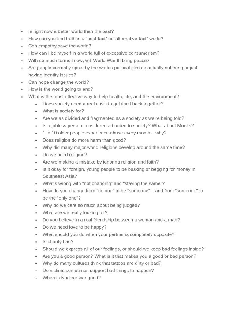 General Discussions Questions | PDF | Thought | Mindset