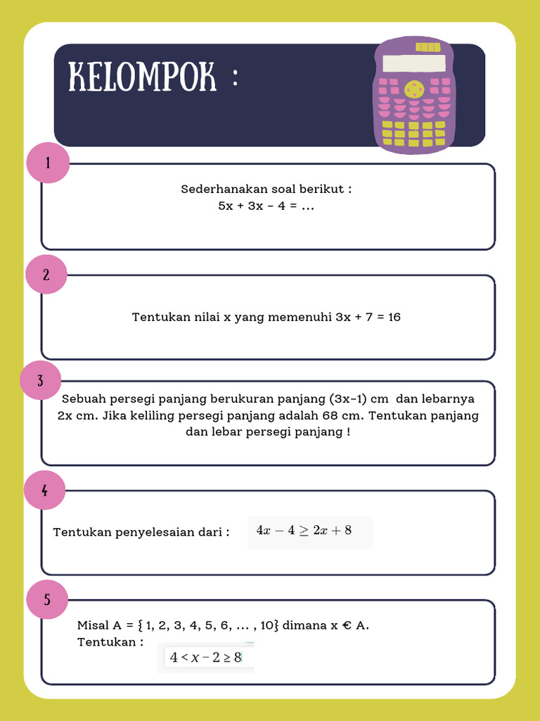 Solving One Variable Linear Equations Maths Digital Worksheet in Purple ...