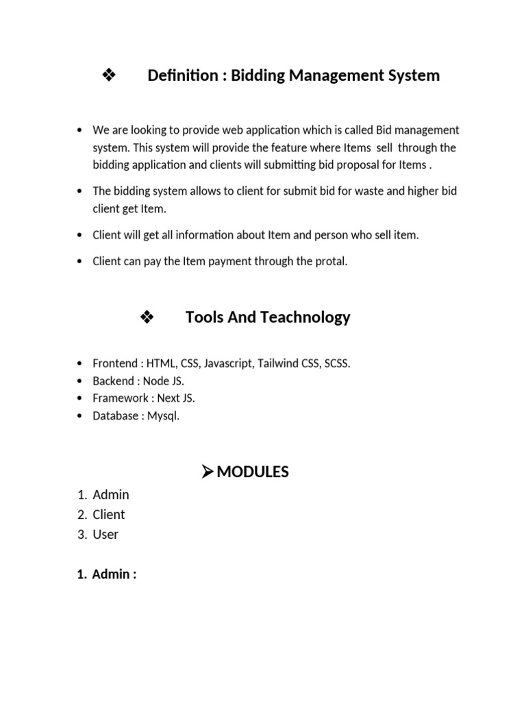 Bidding System Management | PDF