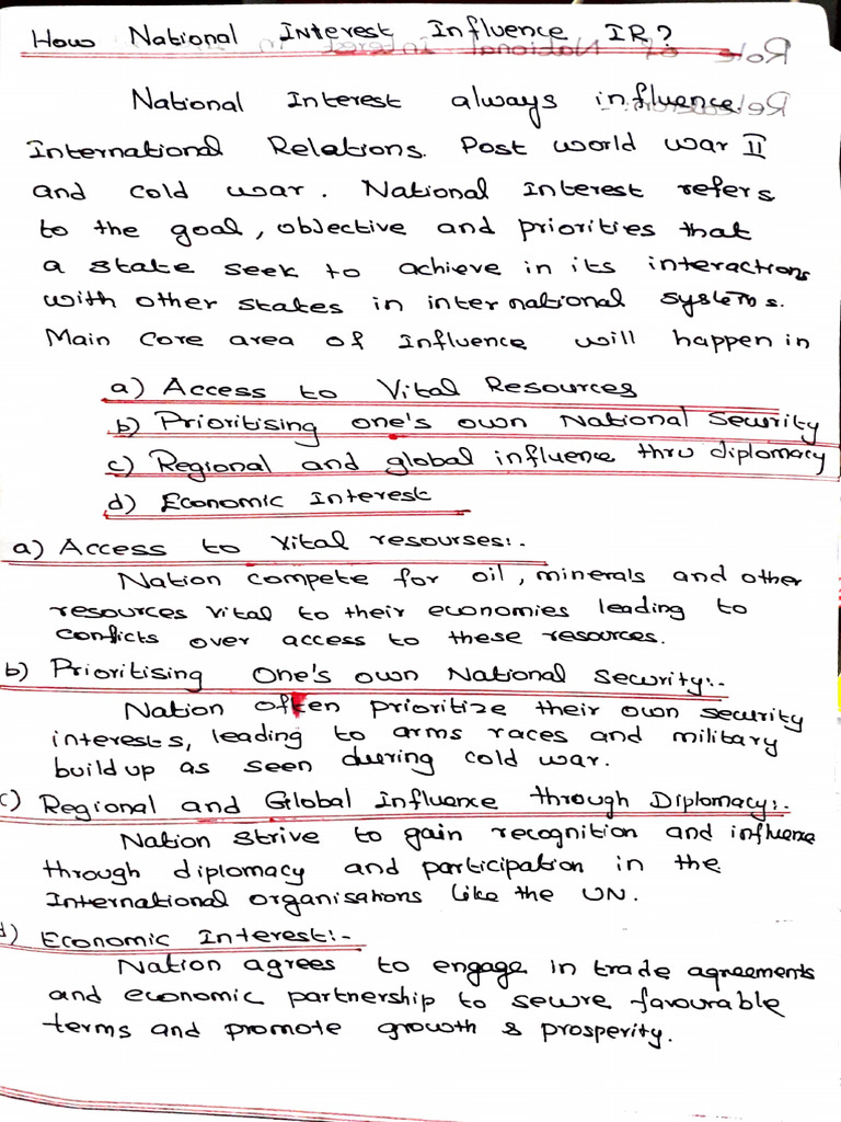 How National Interest Influence IR | PDF