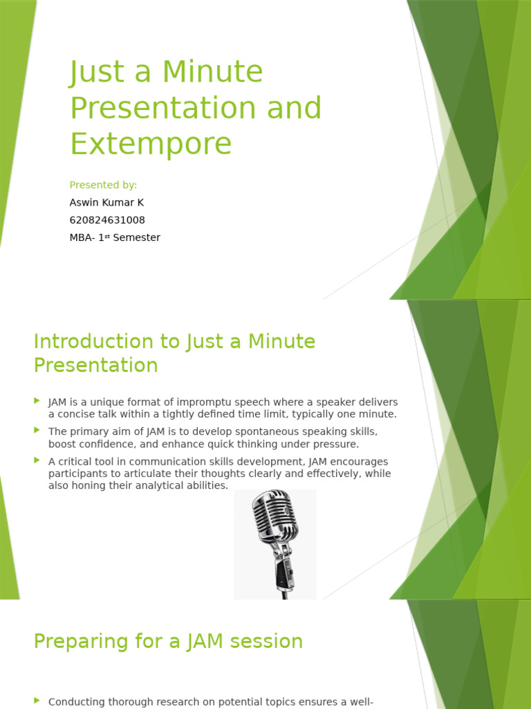 Just A Minute Presentation and Extempore | PDF | Thought | Communication