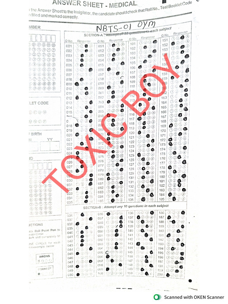 NBTS-01 For Oym and FT-4 RM Phase - 3 RM (Unofficial Answer) | PDF