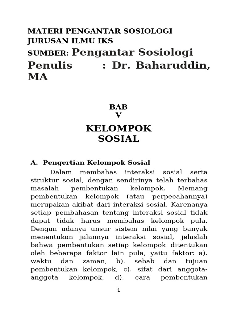 Pengantar Kelompok Sosial | PDF
