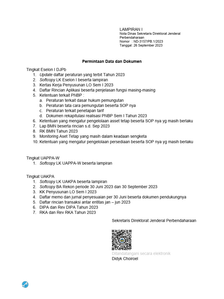 Lampiran Permintaan Interim 2023 DJPb.docx | PDF