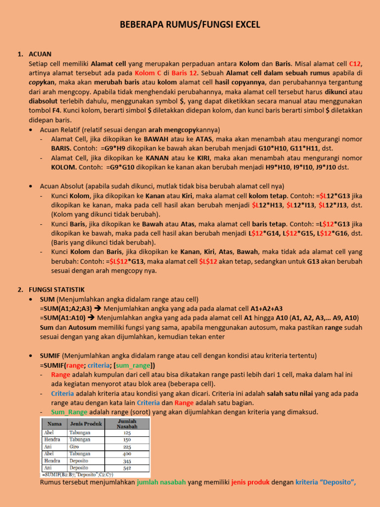 Rangkuman Materi Ms Excel | PDF