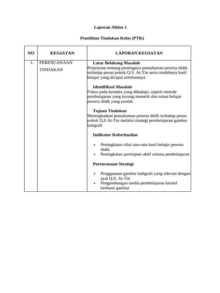 Siklus PTK 1 Kurtubi | PDF