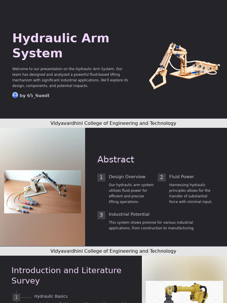 Hydraulic Arm System | PDF | Pump | Hydraulics